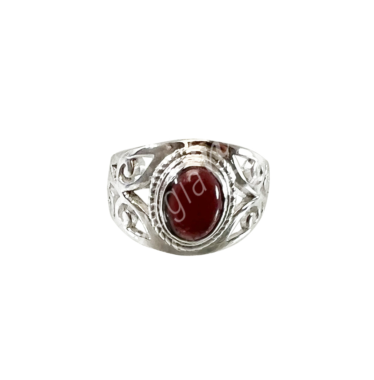 Sterling Silver Ring Jali Oval Garnet – Cha Cha Gifts